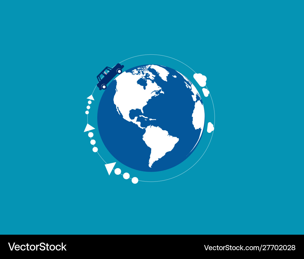 Businessman driving around world concept Vector Image