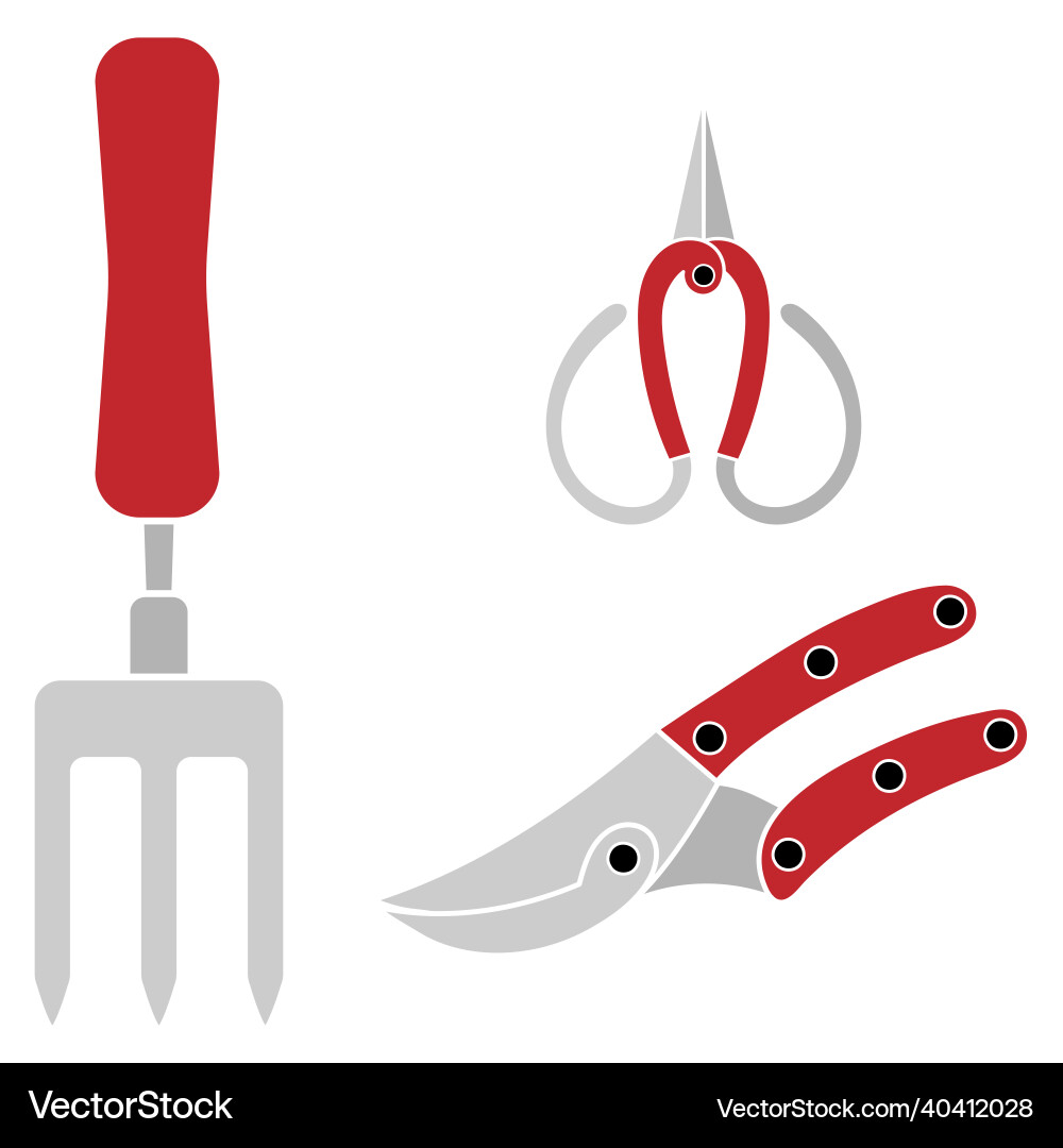 Gardening tools set of handfork pruners Royalty Free Vector