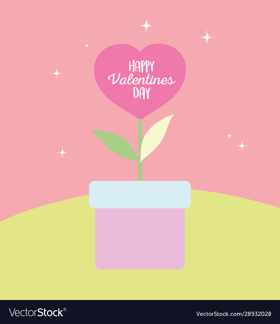 Happy valentines day potted flower shape heart Vector Image