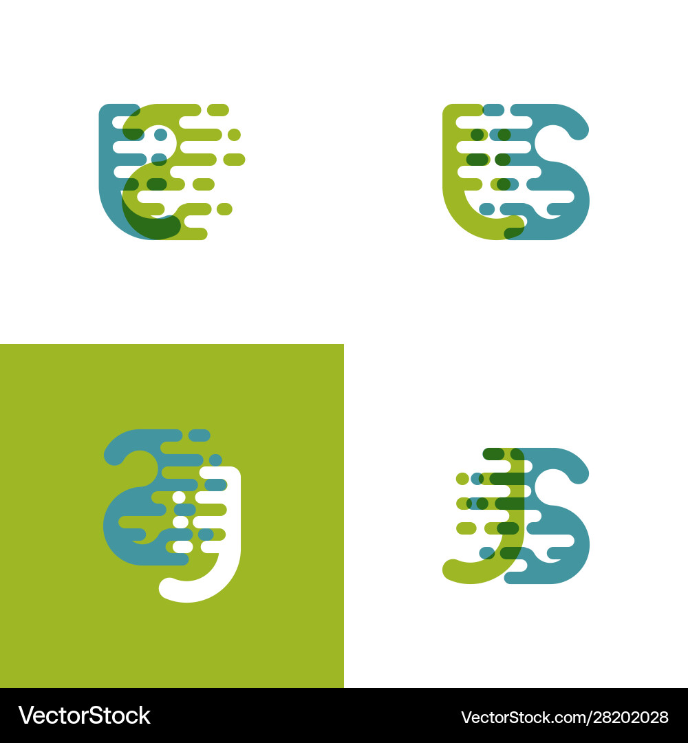 Js letters logo with accent speed in light green Vector Image