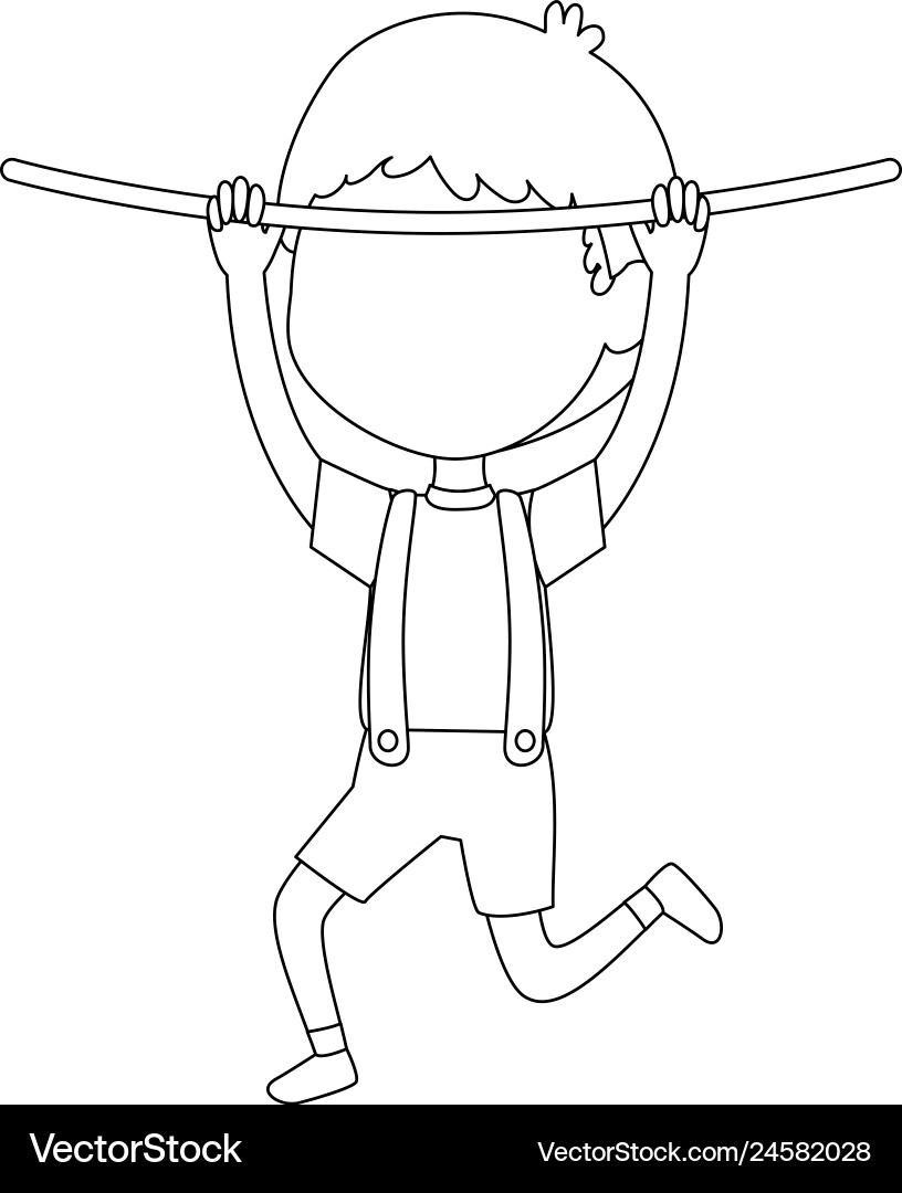 Little boy hanging in rope character Royalty Free Vector