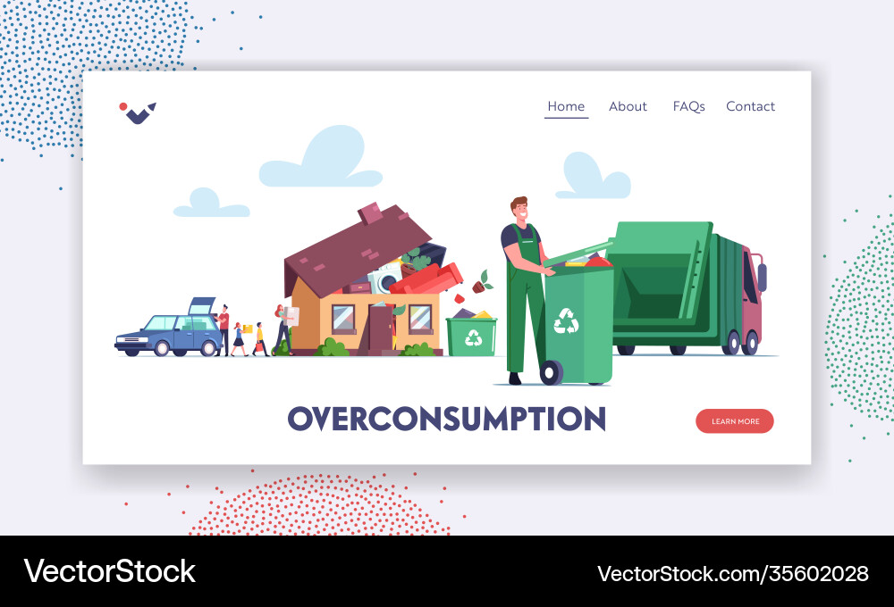 Overconsumption landing page template family Vector Image