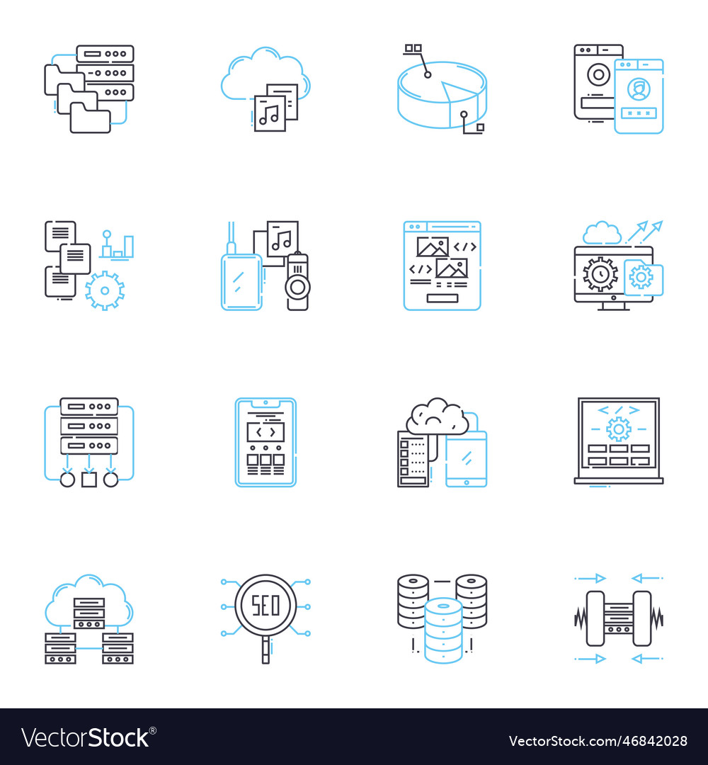 Predictive analytics linear icons set forecasting Vector Image Predictive analytics linear icons set forecasting Vector Image