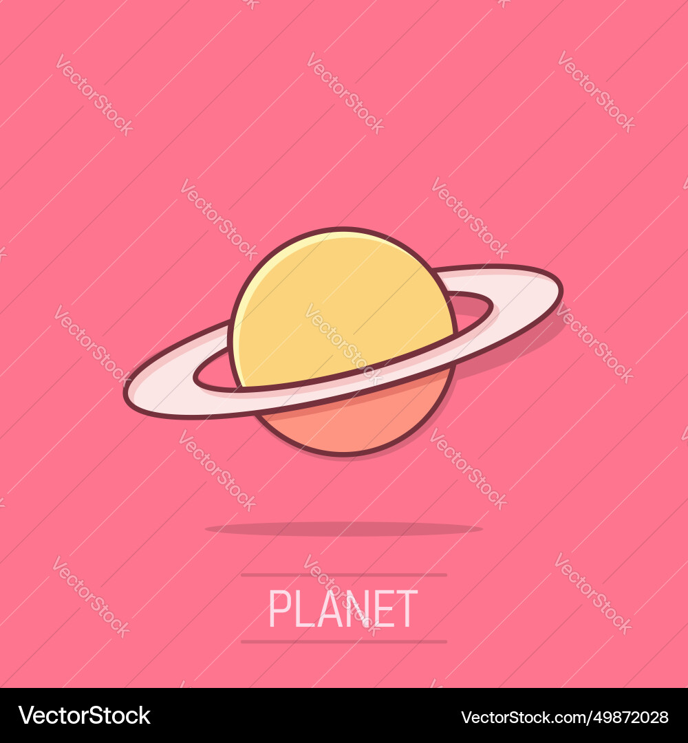 Saturn-Symbol im Comic-Stil Planet Cartoon Vektorbild