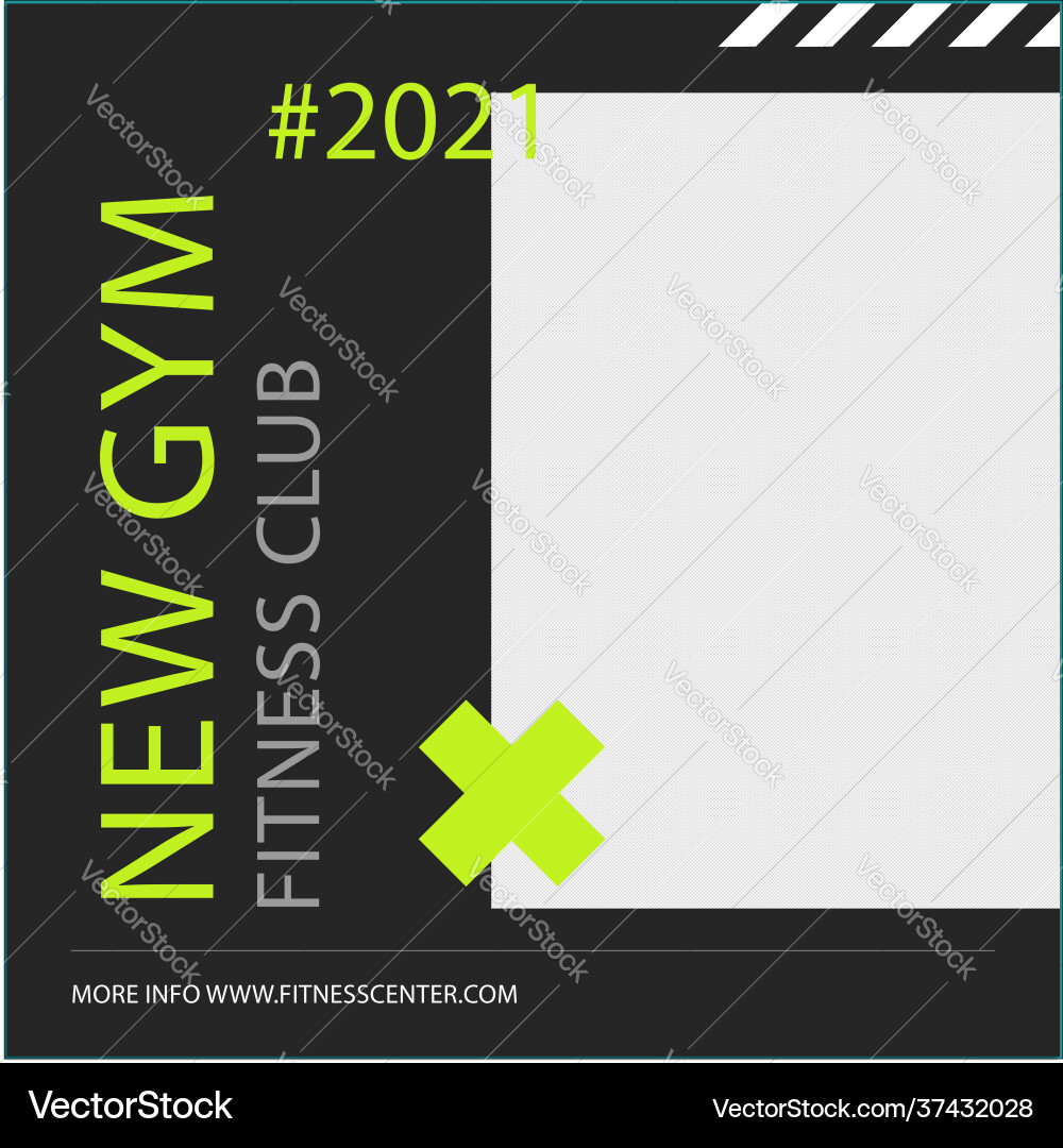 Social media post template for gym border Vector Image