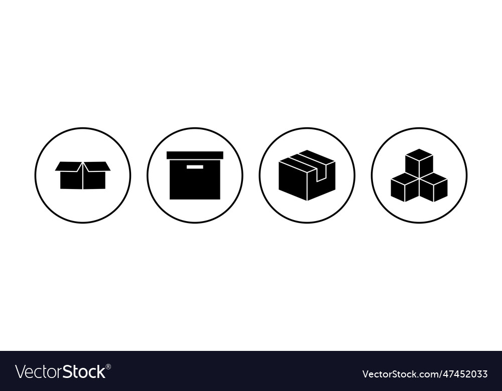 Box icon set box icon package parcel Royalty Free Vector