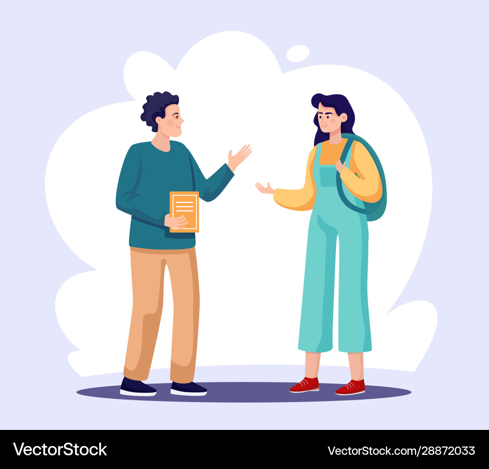 Cheerful students or pupils characters cartoon Vector Image