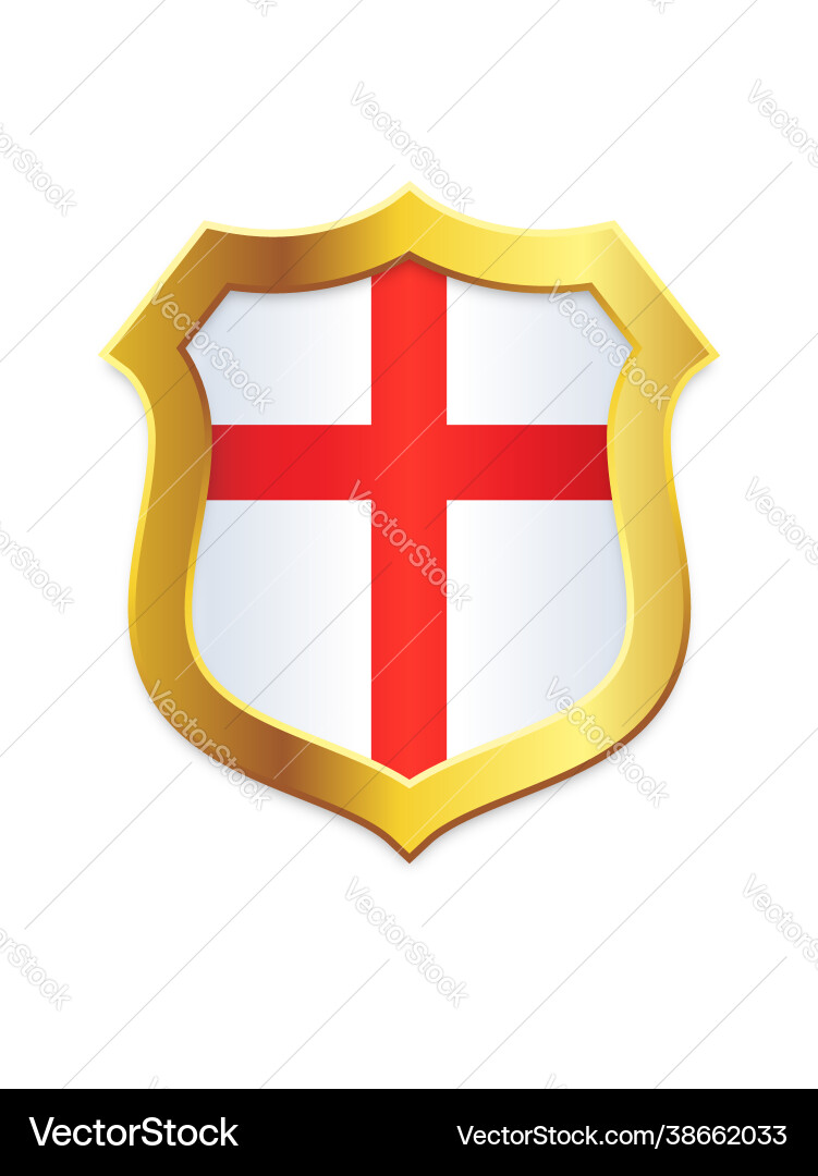 Classic shield gold edge with english flag Vector Image