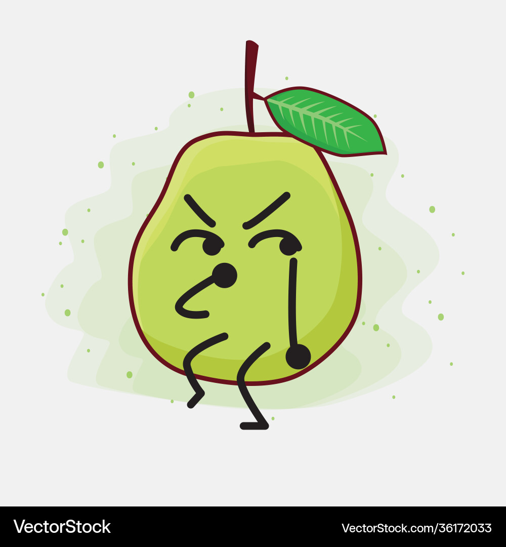 Cute green guava fruit mascot character Royalty Free Vector