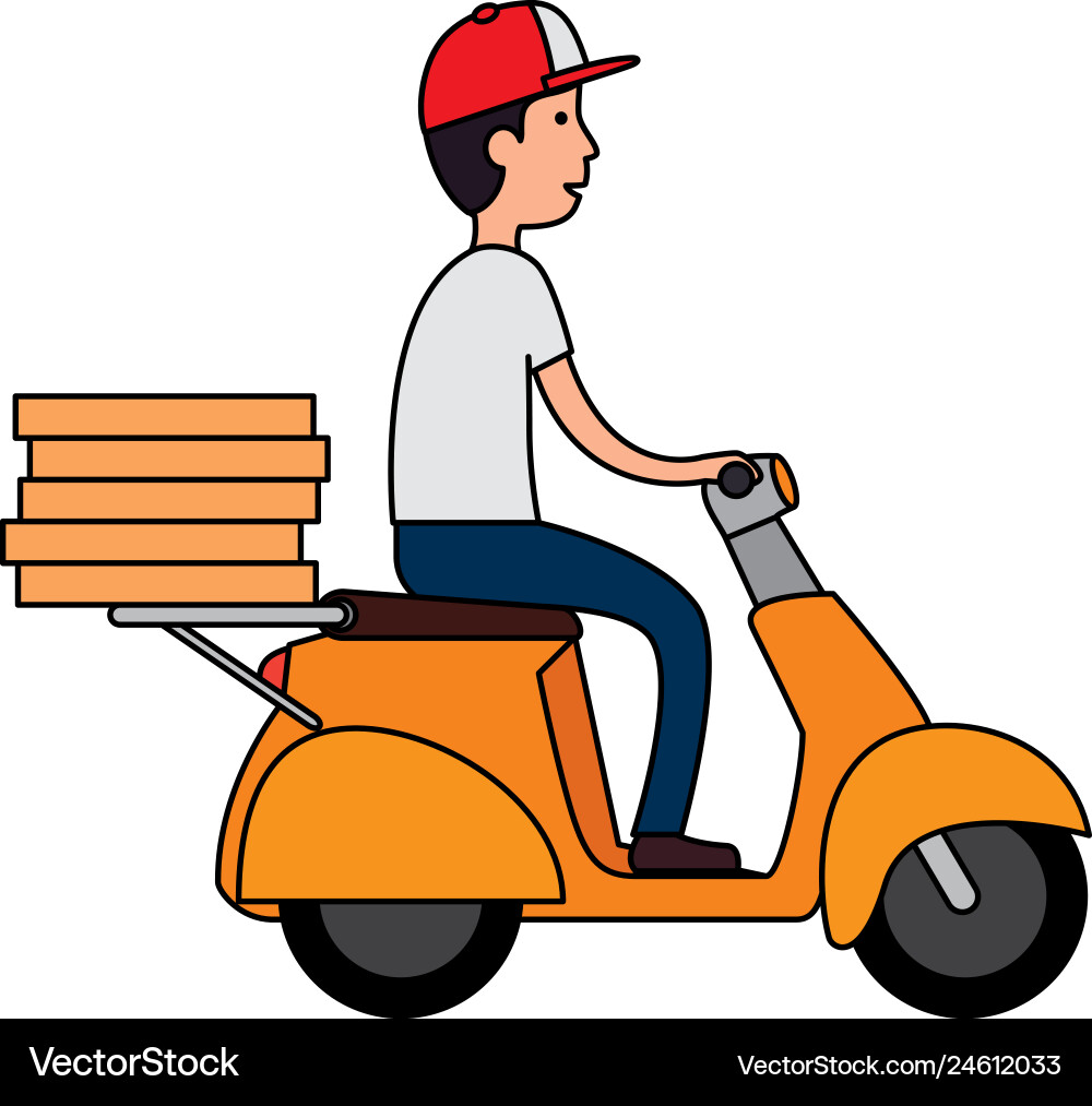 Delivery worker in motorcycle avatar character Vector Image