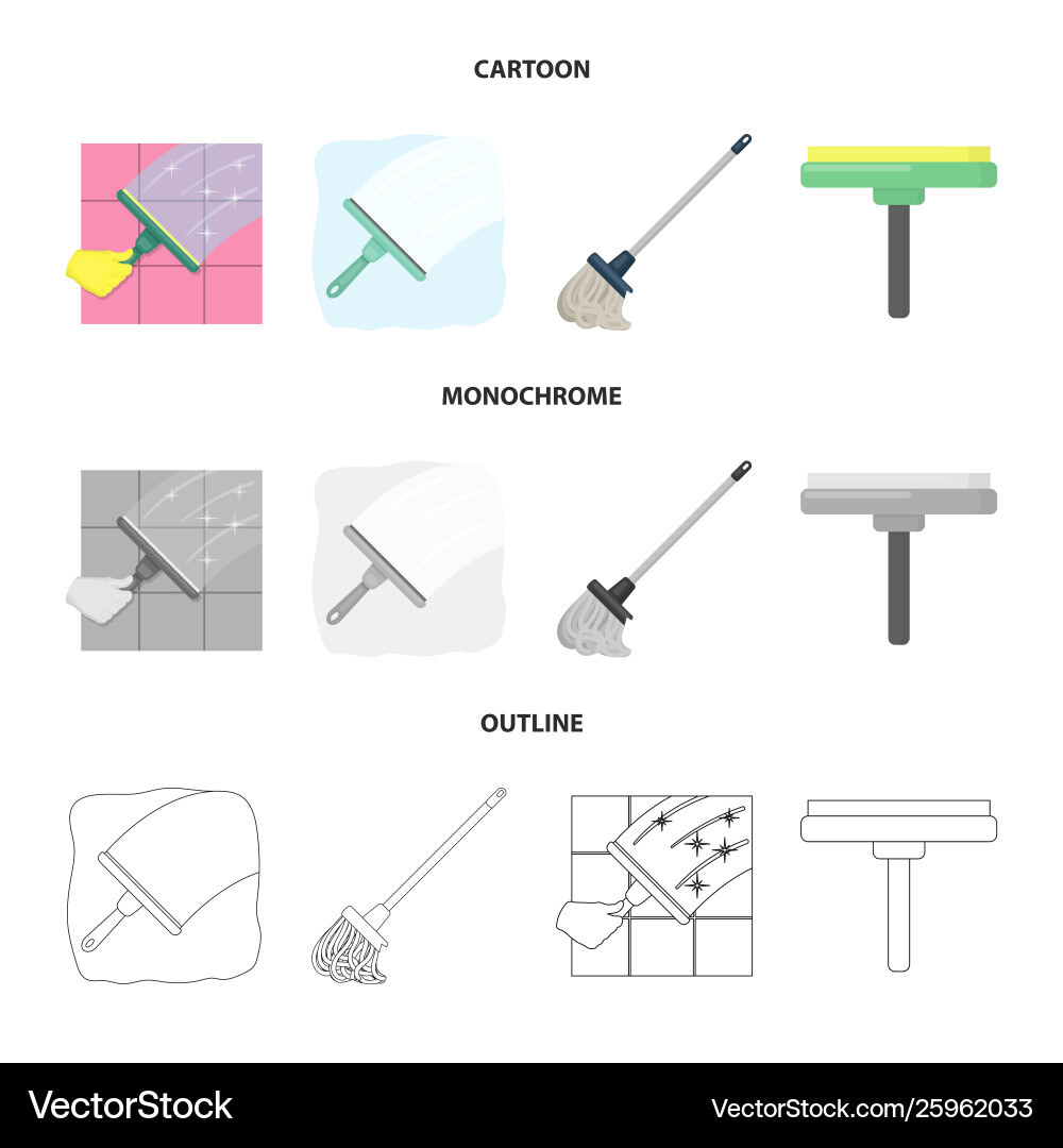 Design mop and broom symbol set mop Royalty Free Vector