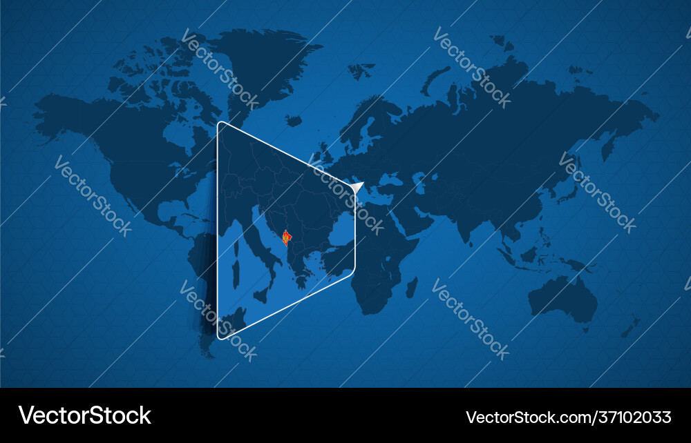 Detailed world map with pinned enlarged Royalty Free Vector