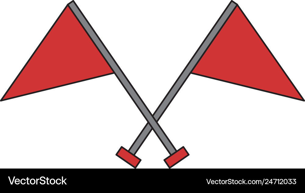 Flags markers with crossed sticks isolated icon Vector Image