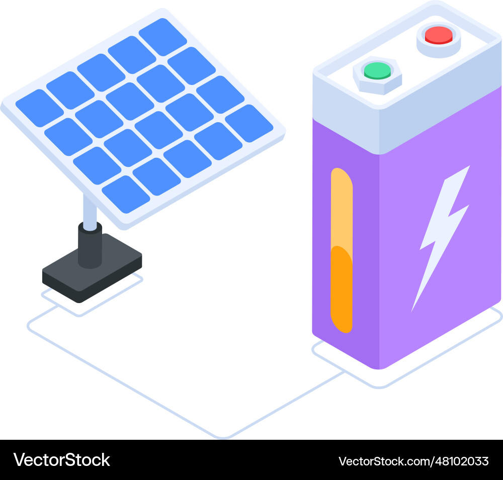 Premium isometric icon of solar battery Royalty Free Vector