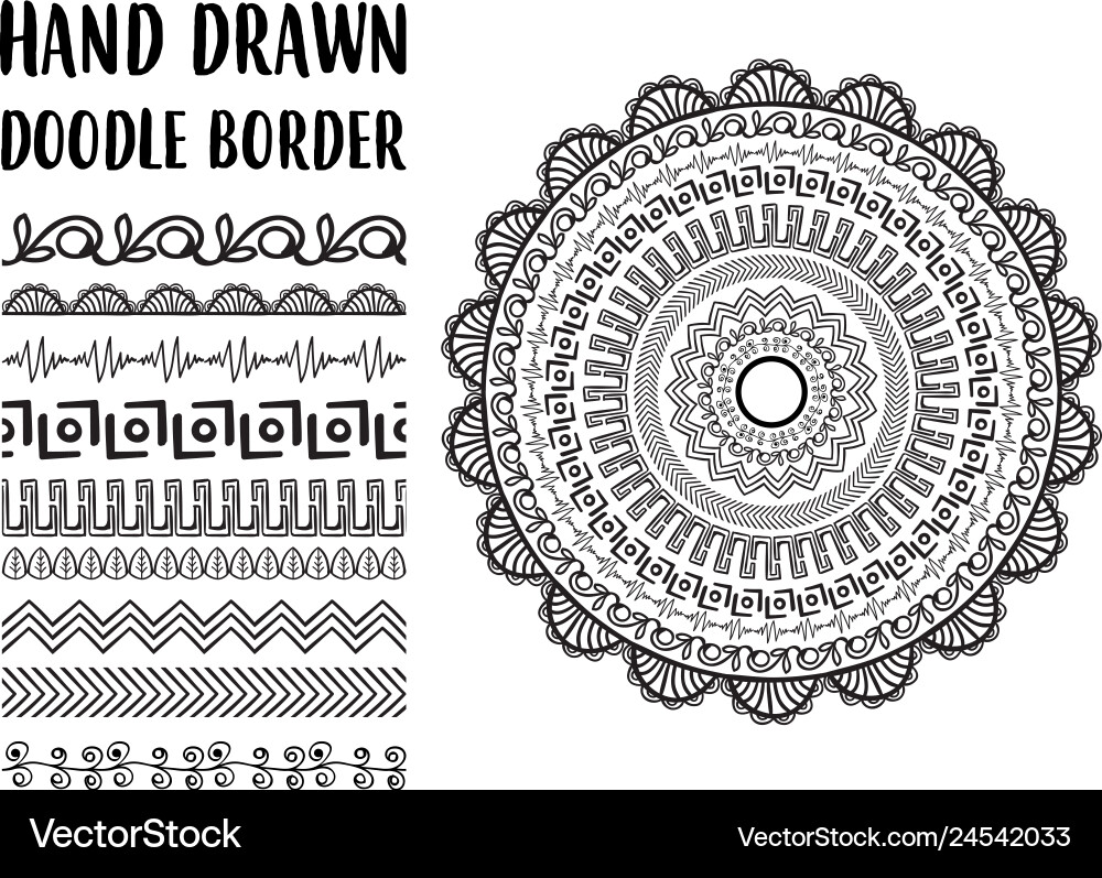 Set of hand drawn doodle border Royalty Free Vector Image
