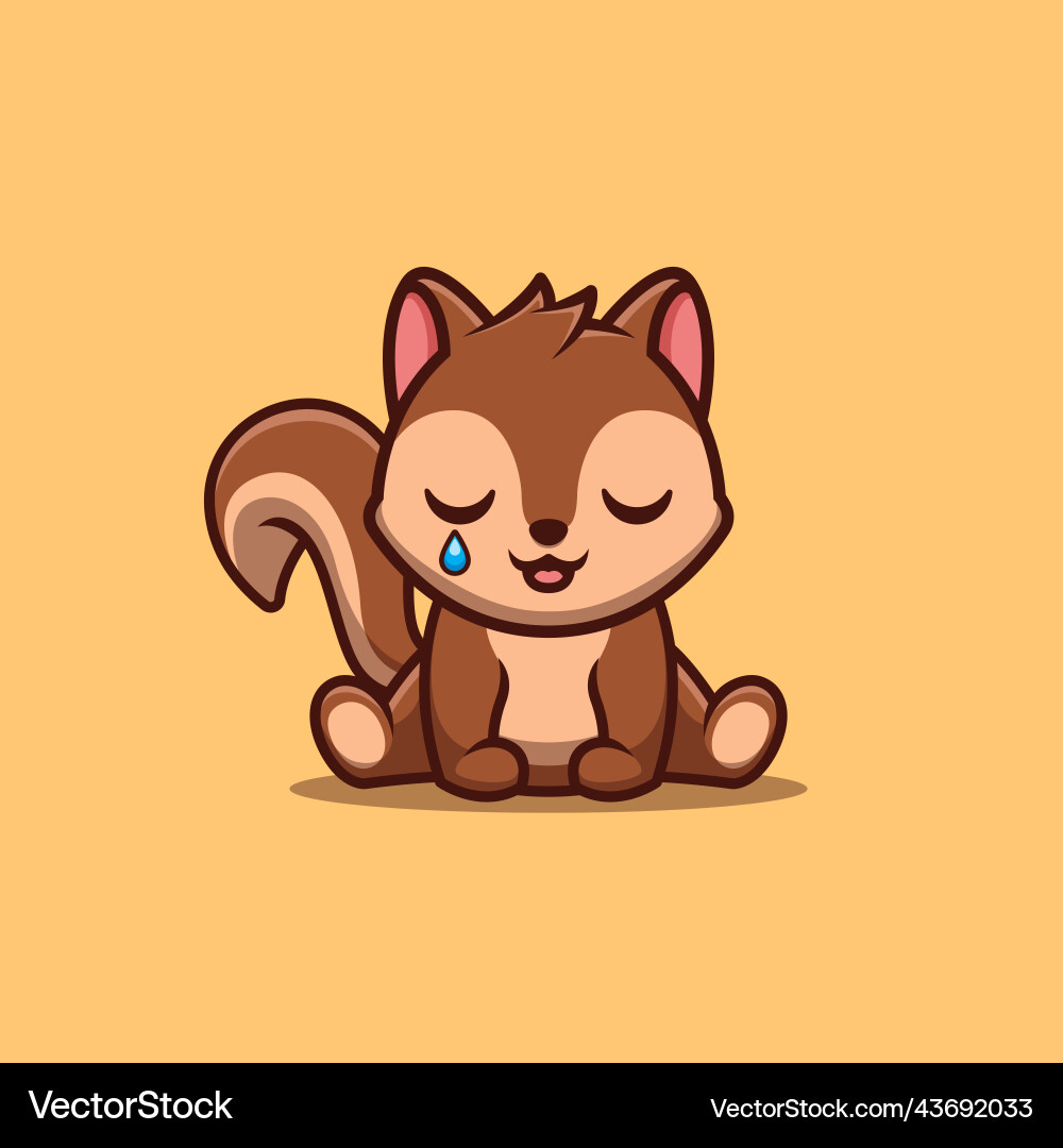 Squirrel sitting sad cute creative kawaii cartoon Vector Image