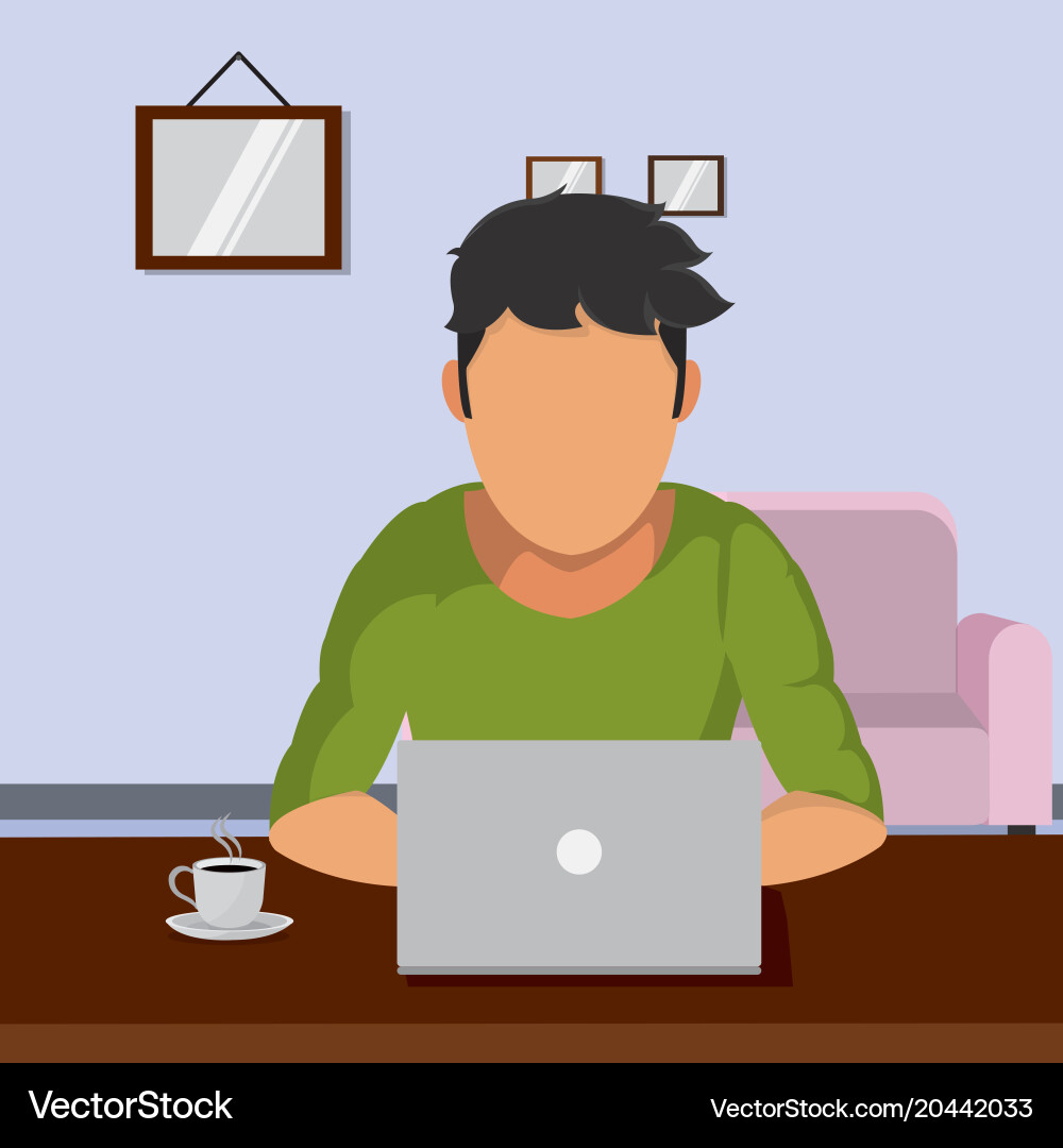 Student sutdying with laptop at room Royalty Free Vector
