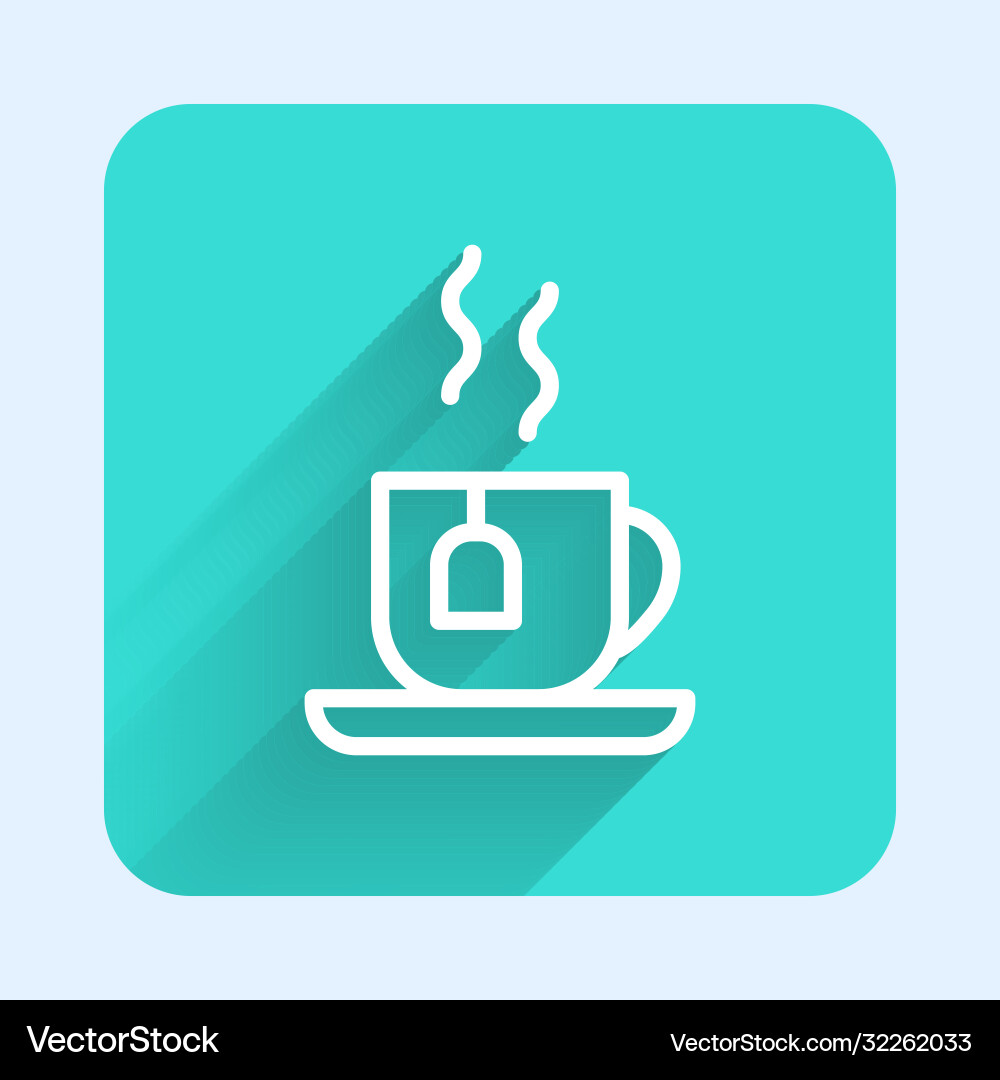 White line cup tea with tea bag icon isolated Vector Image