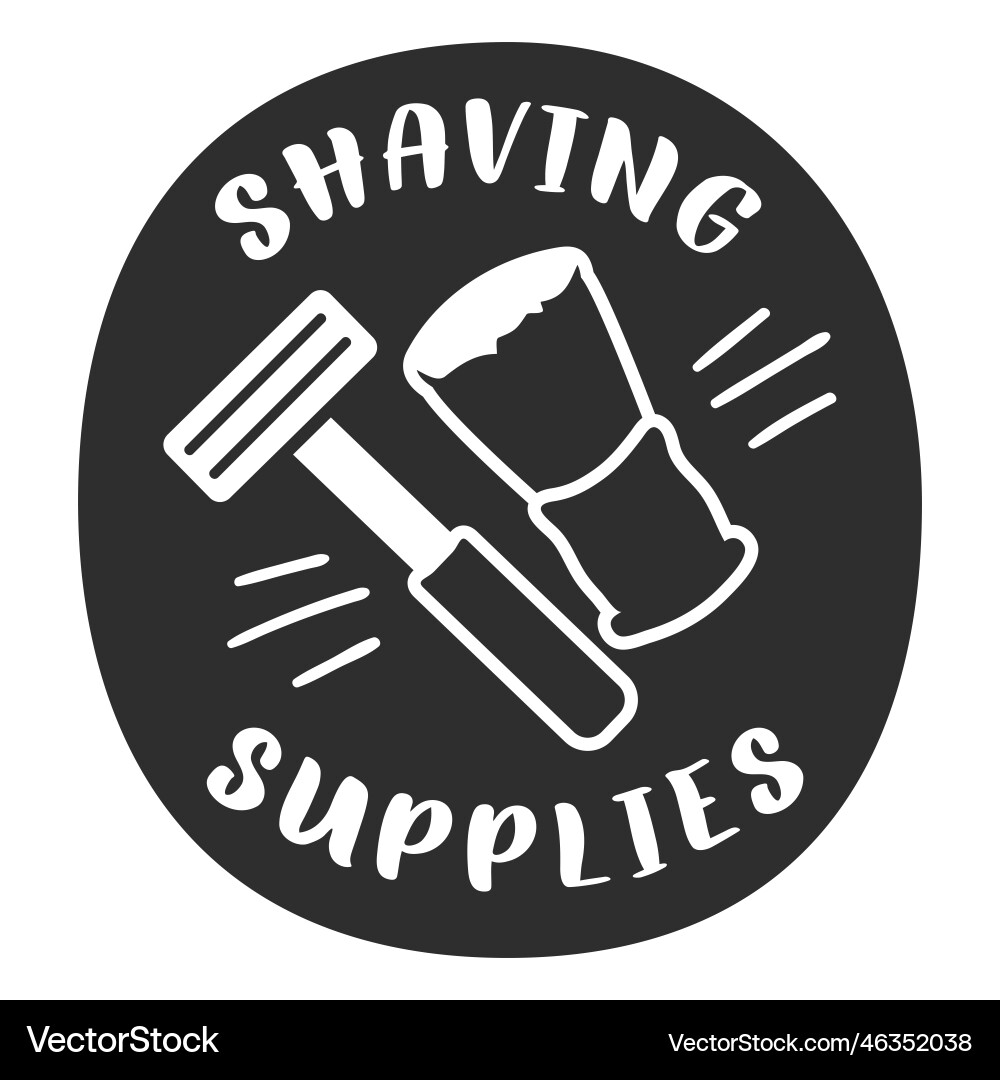 Bathroom shaving supplies label black Royalty Free Vector
