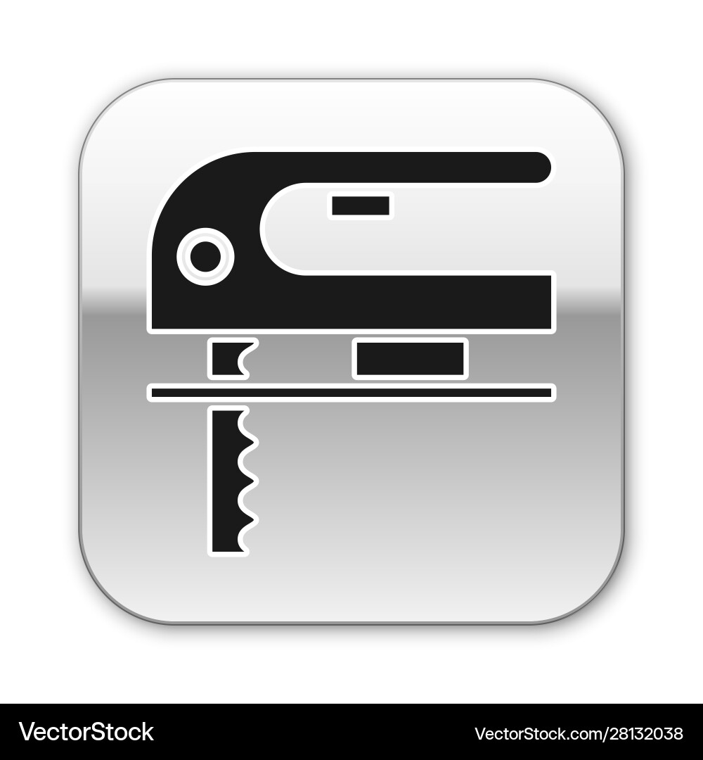 Black electric jigsaw with steel sharp blade icon Vector Image