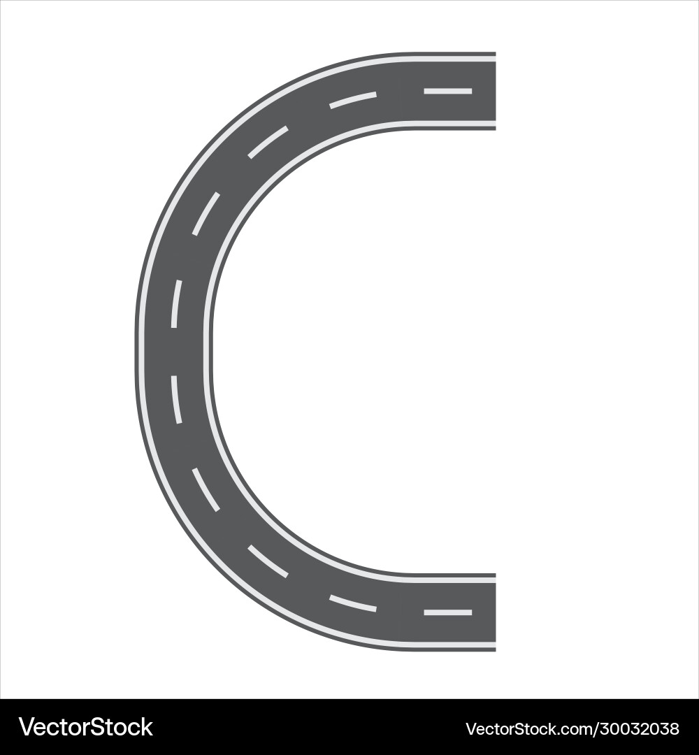 C letter for road or street font flat and solid Vector Image