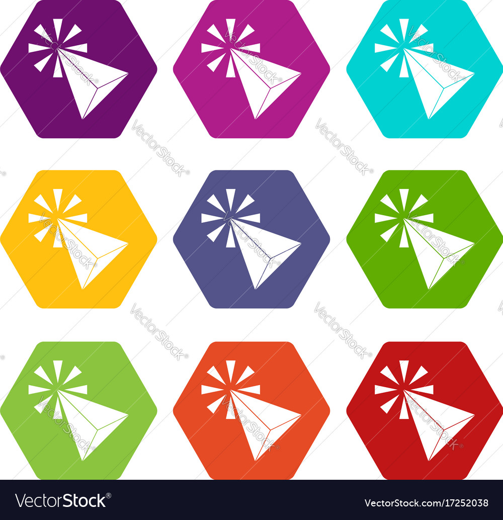 Click icon set color hexahedron Royalty Free Vector Image