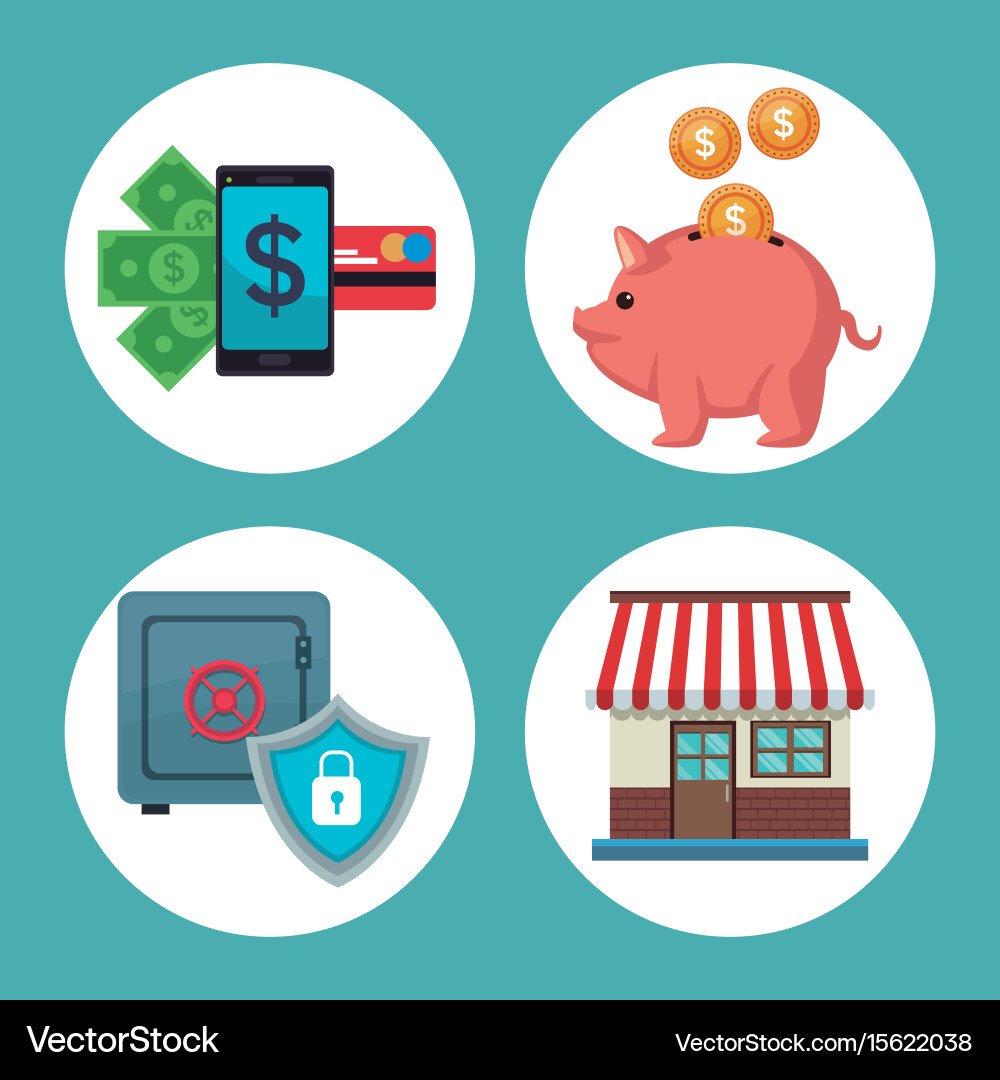 Color background icons analytics investment Vector Image
