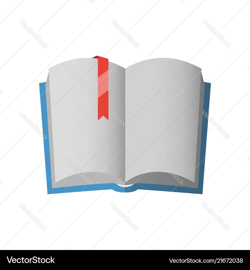 Icon of open textbook with red bookmark Royalty Free Vector