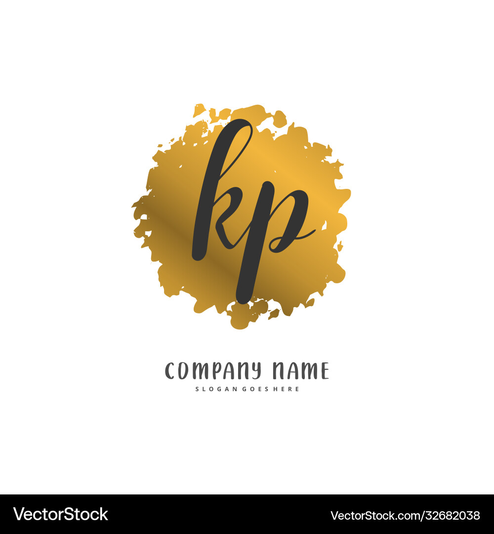 K p kp initial handwriting and signature logo Vector Image