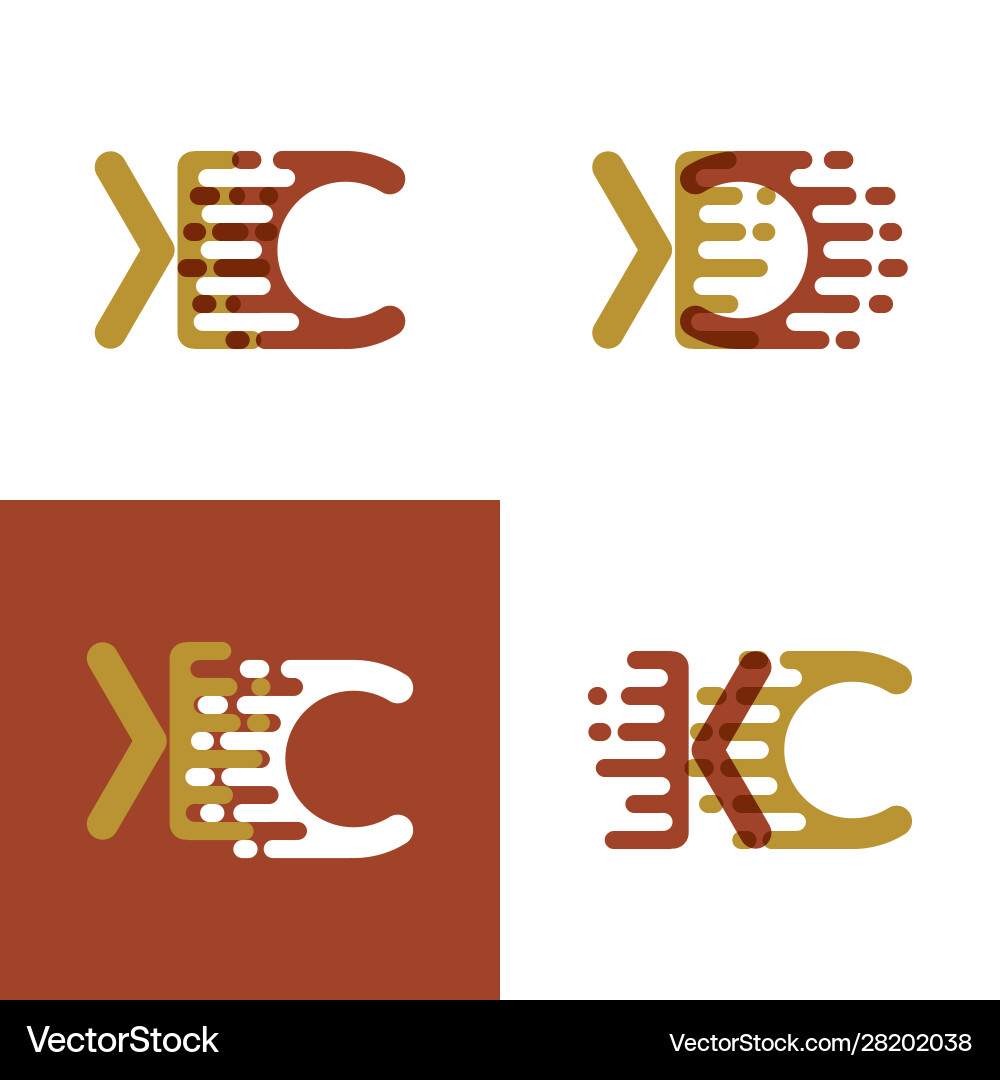 Kc letters logo with accent speed in light brown Vector Image