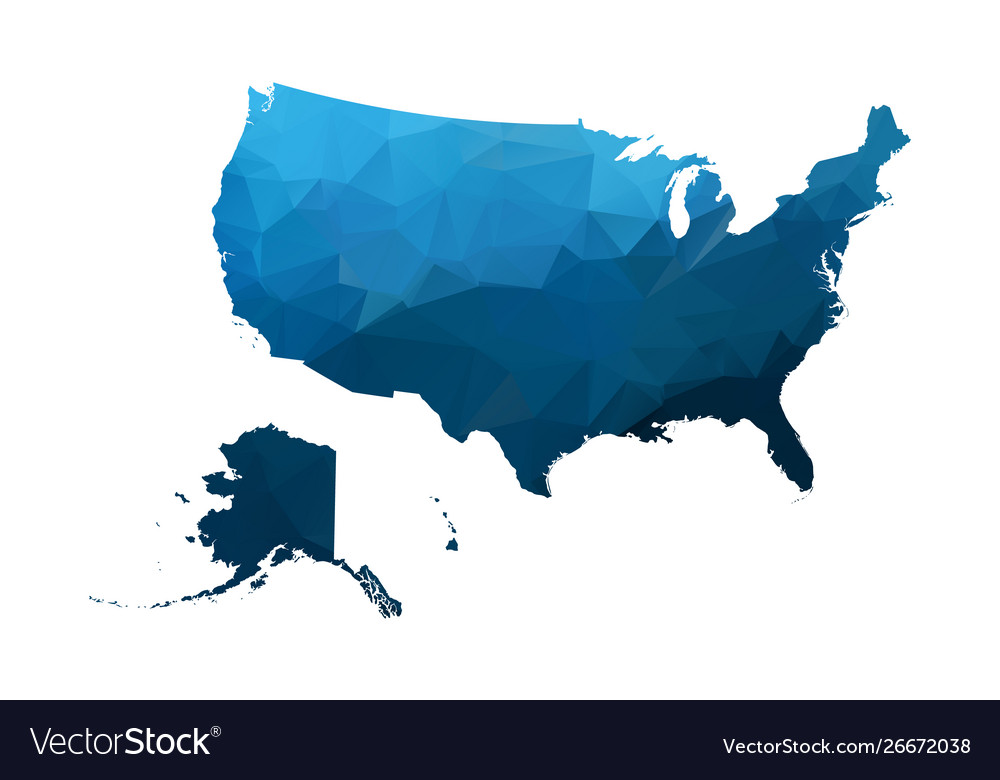 Map - blue geometric rumpled triangular low poly Vector Image