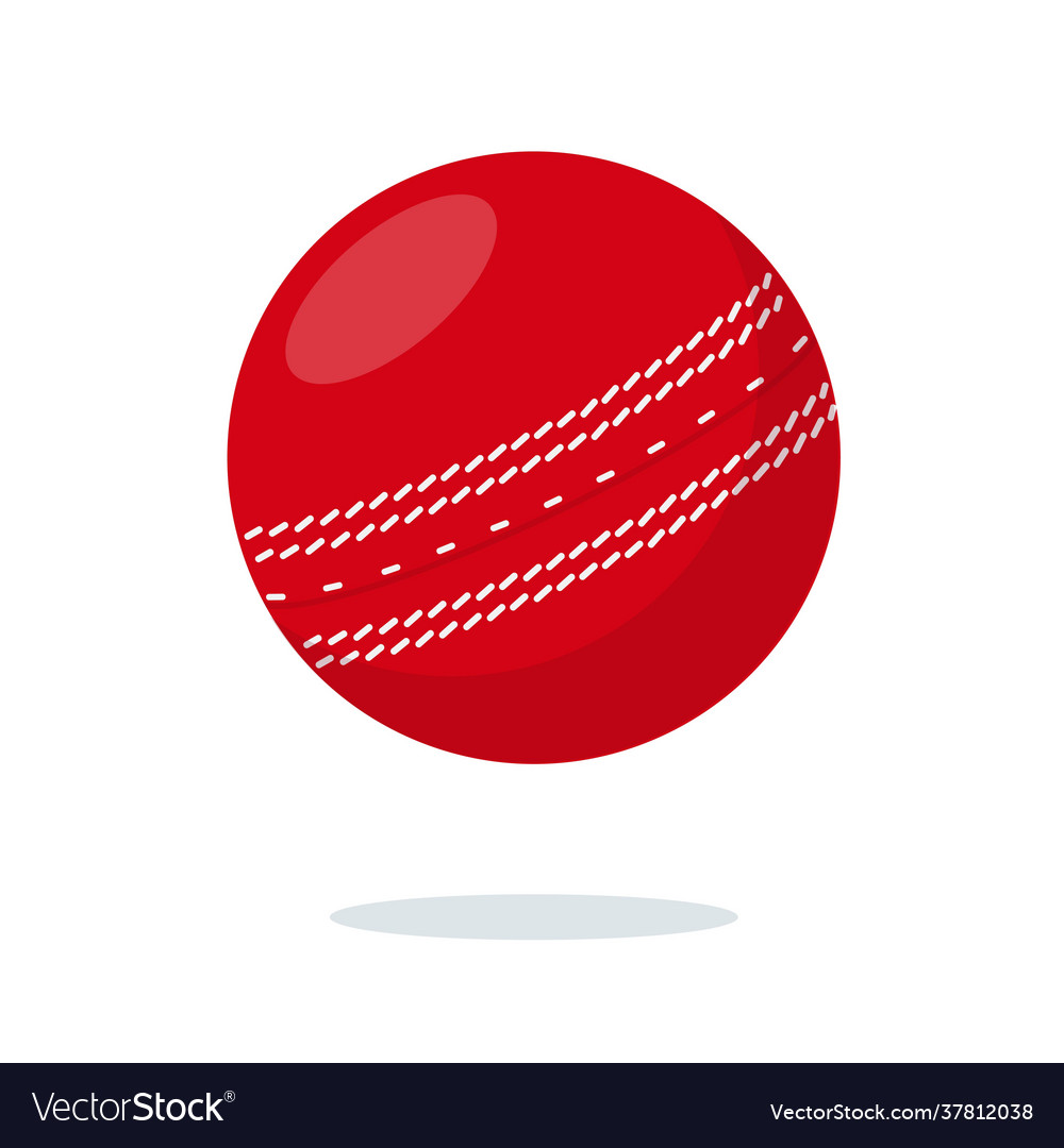 Red ball for paying cricket sport game Royalty Free Vector