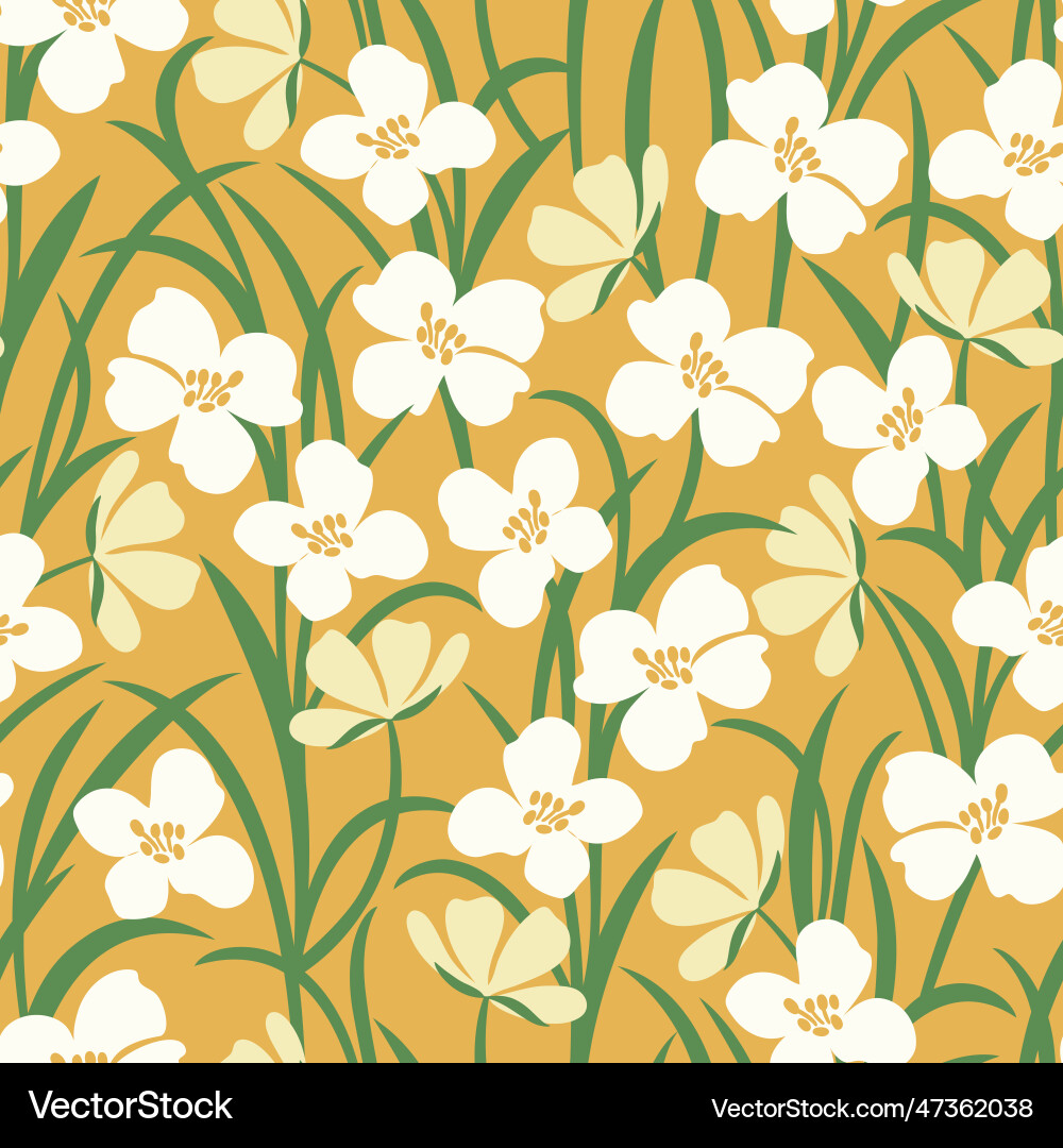 Seamless pattern with white wildflowers Royalty Free Vector