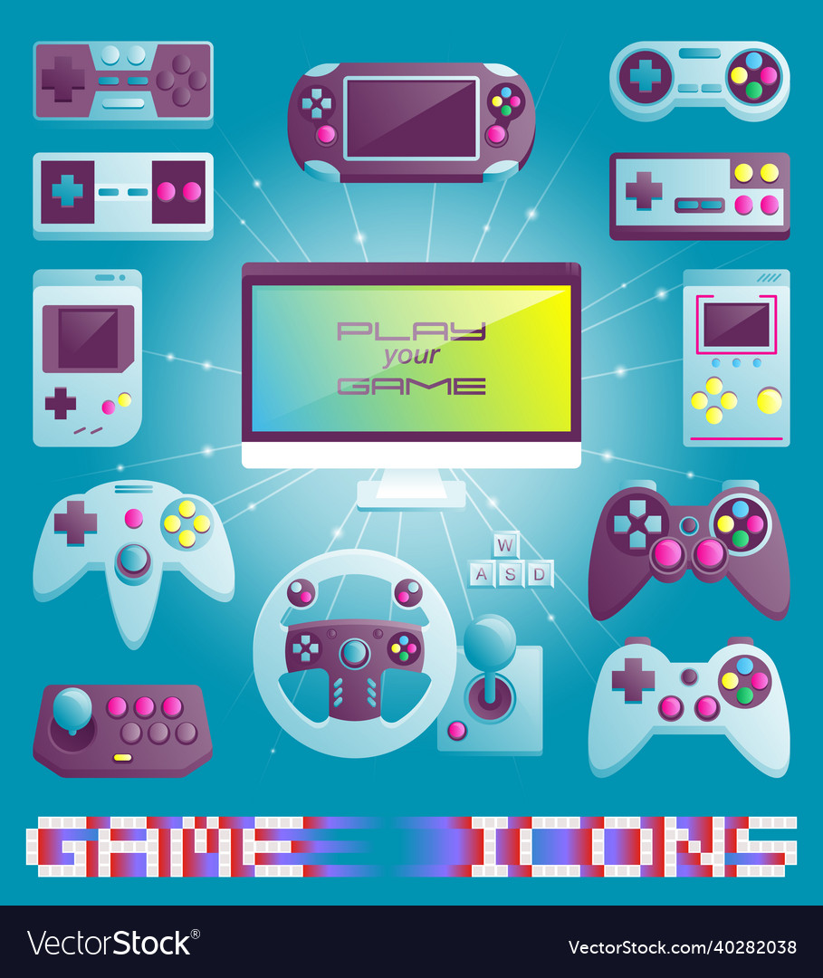 Video game icons set Royalty Free Vector Image Video game icons set Royalty Free Vector Image