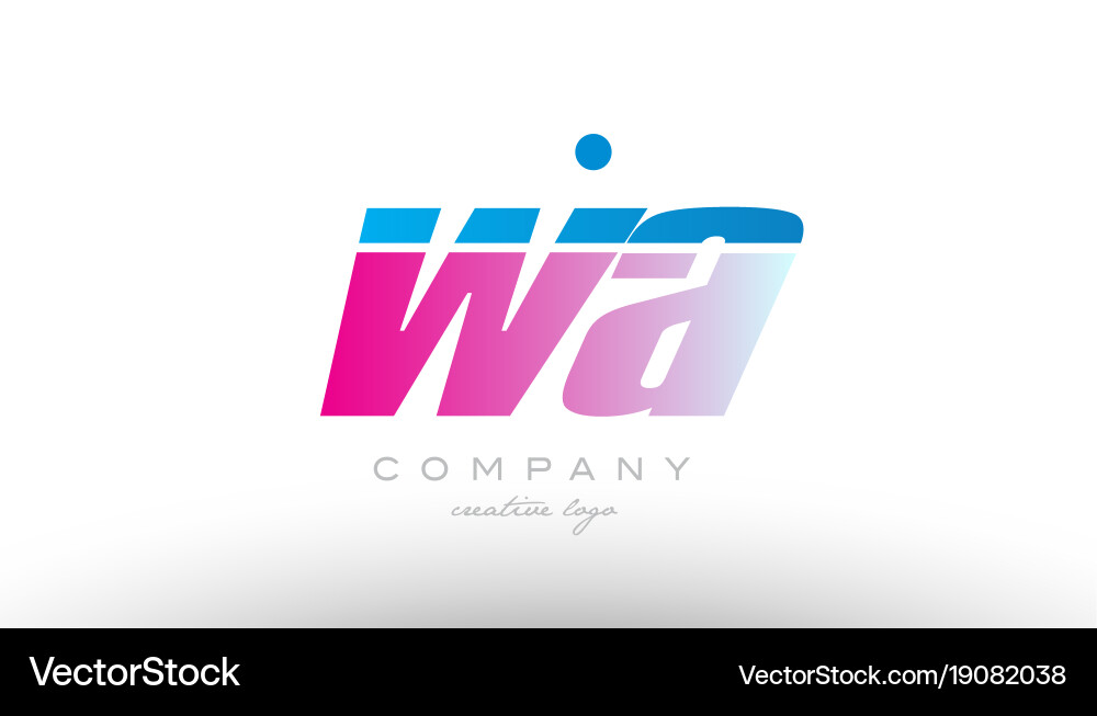 Wa w a alphabet letter combination pink blue bold Vector Image