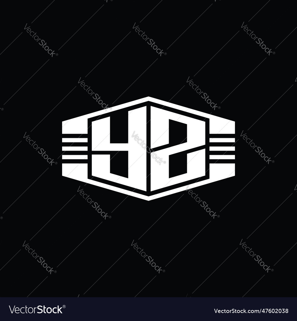 Yz letter logo monogram hexagon emblem shape Vector Image