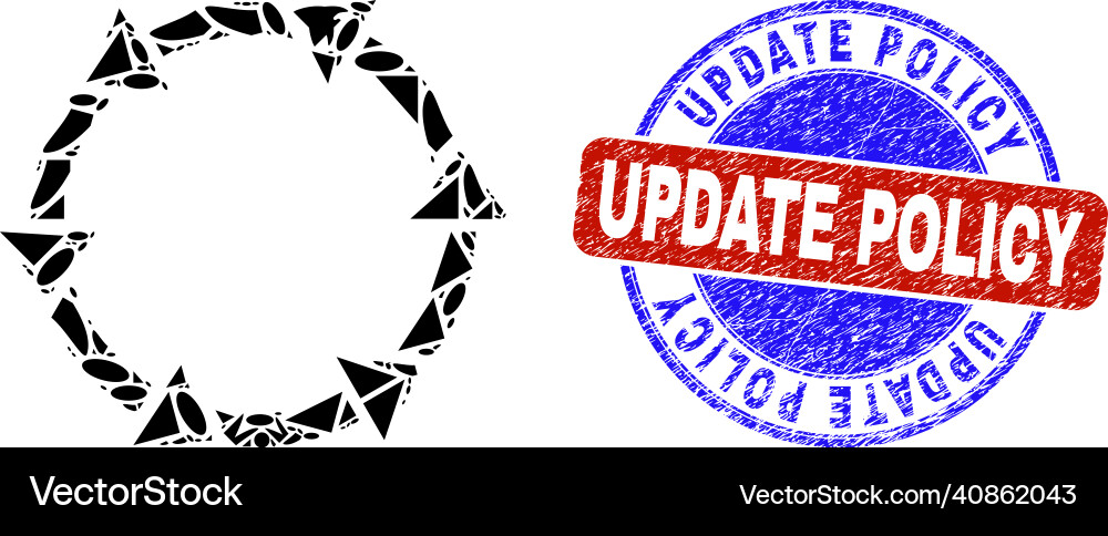 Bicolor distress update policy stamp seal Vector Image