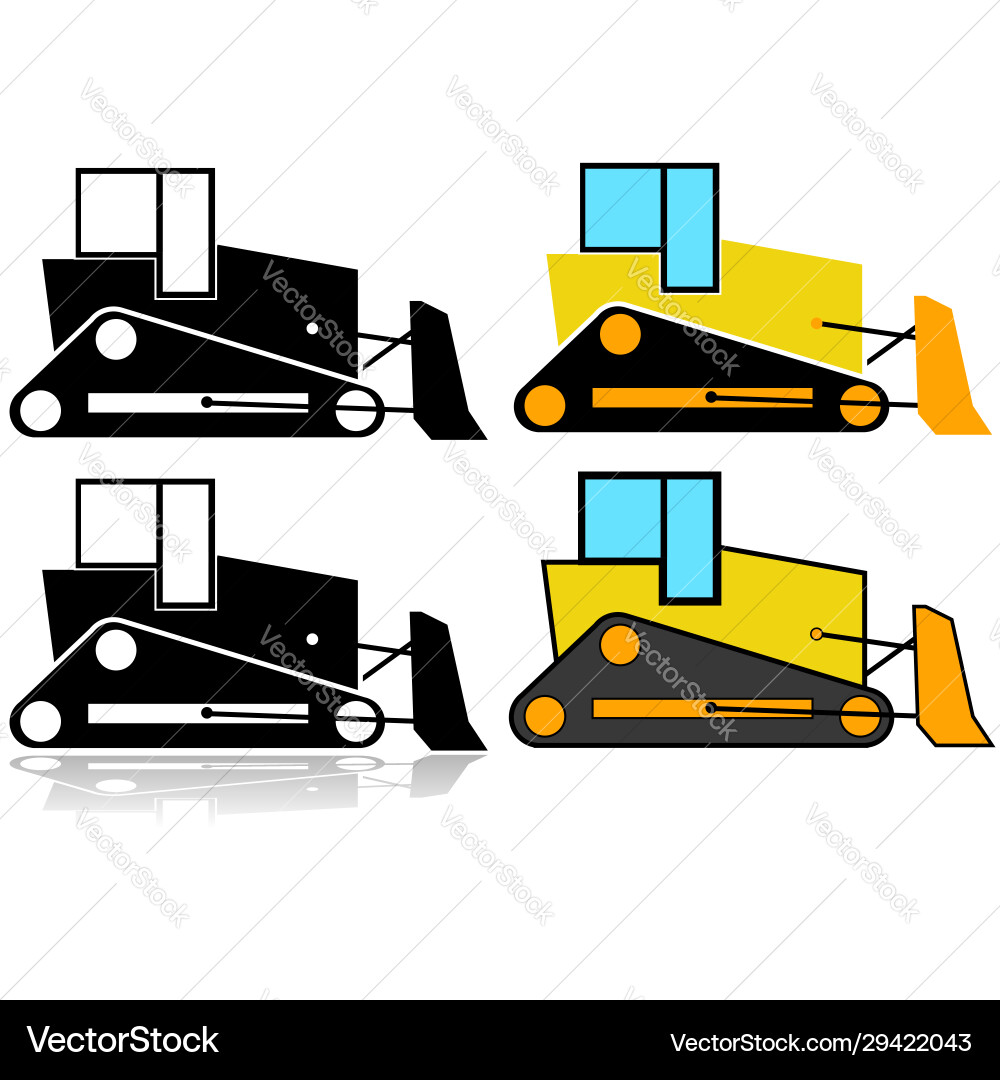 Bulldozer icon set Royalty Free Vector Image - VectorStock