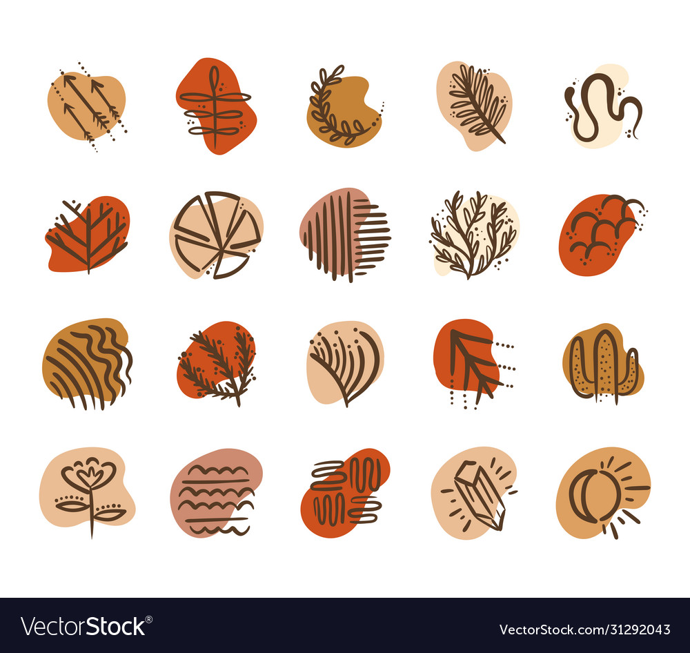 Bundle boho set icons Royalty Free Vector Image