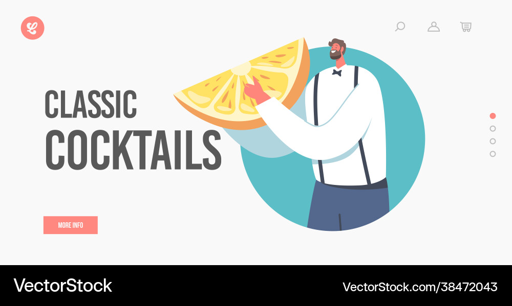 Classic cocktails landing page template Royalty Free Vector