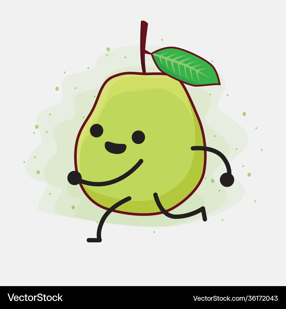 Cute green guava fruit mascot character Royalty Free Vector