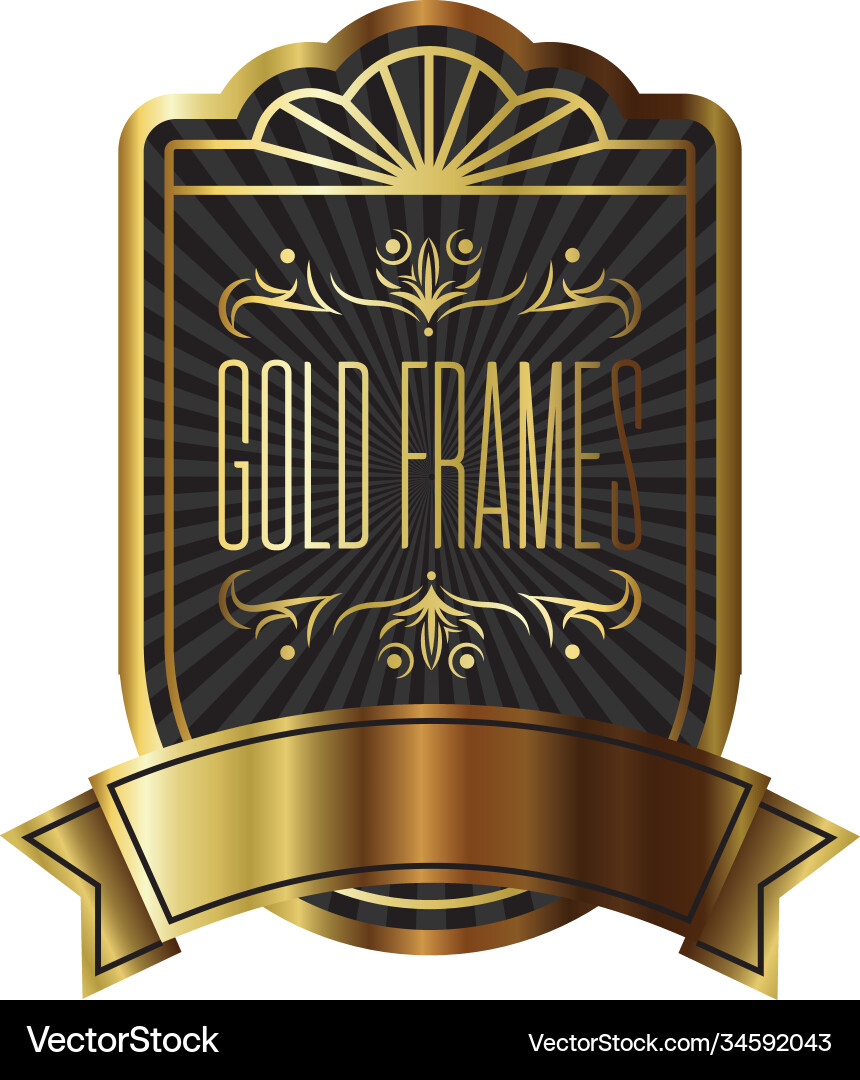 Elegant golden frame emblem with lettering Vector Image