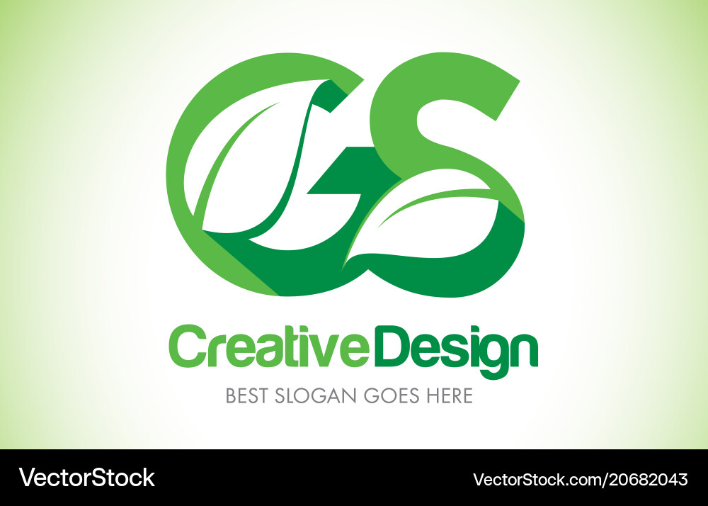 Gs green leaf letter design logo eco bio leaf Vector Image