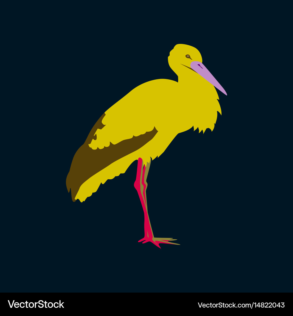 In flat style of stork Royalty Free Vector Image