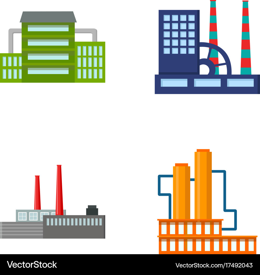 Industry productionfactory set collection icons Vector Image