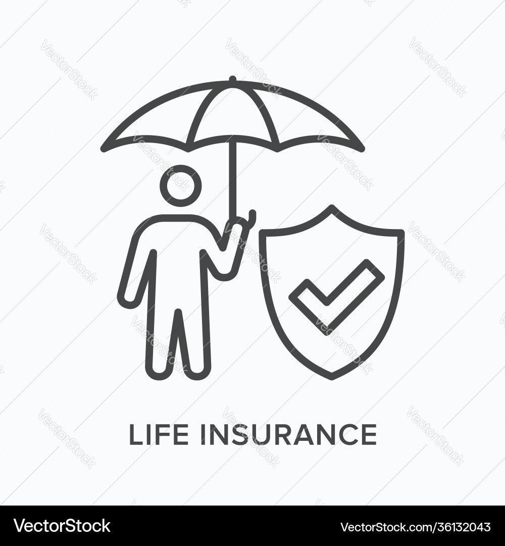 Life insurance flat line icon outline Royalty Free Vector