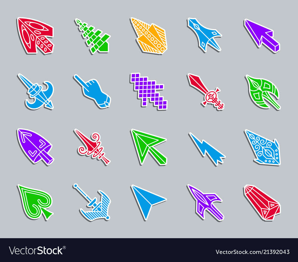 Mouse cursor patch sticker icons set Royalty Free Vector