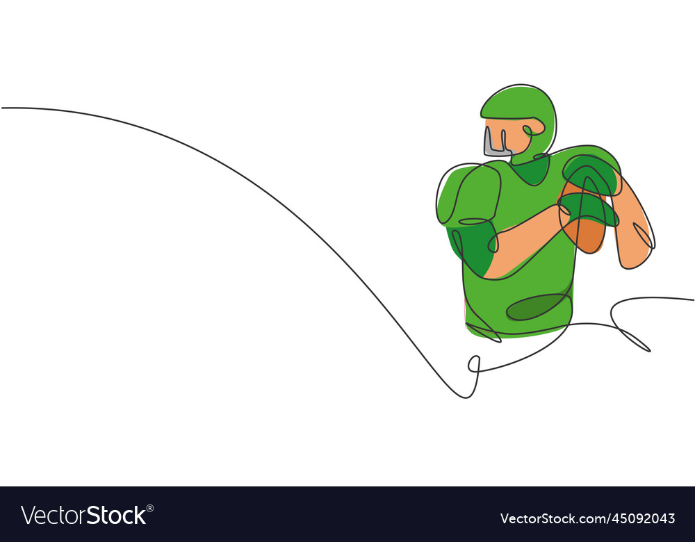 One single line drawing young energetic man Vector Image