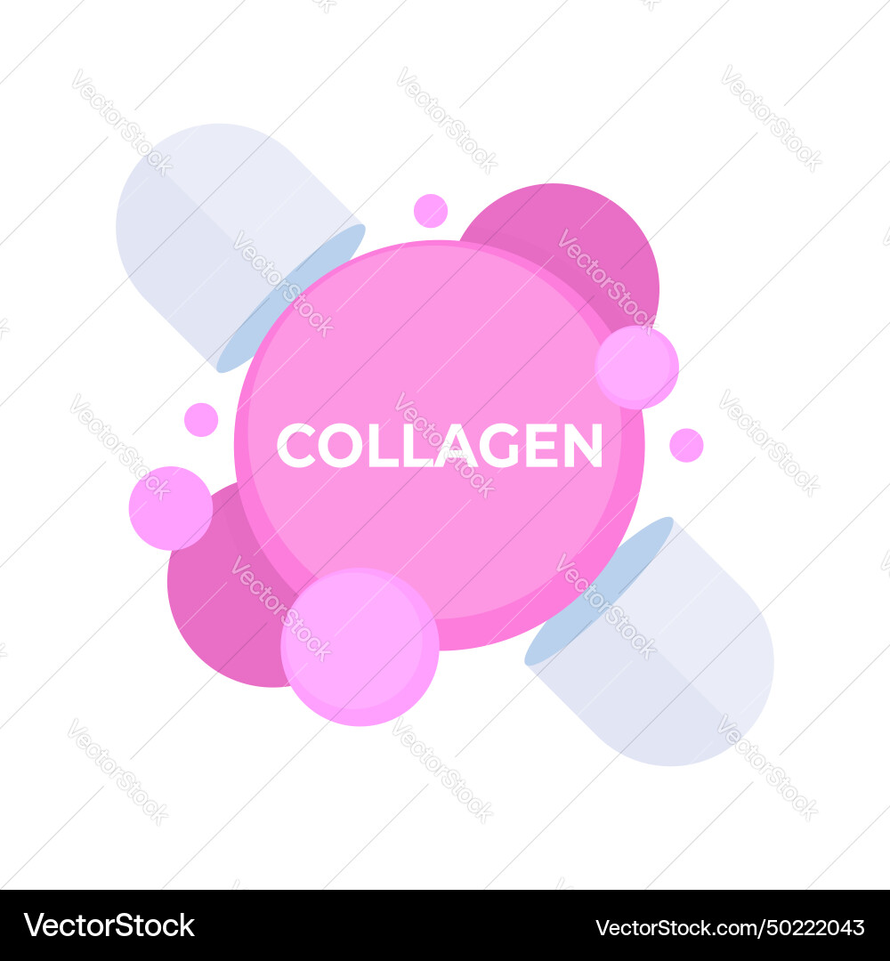 Pink collagen supplement capsules vitamin complex Vector Image