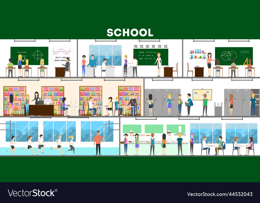 School interior set Royalty Free Vector Image - VectorStock